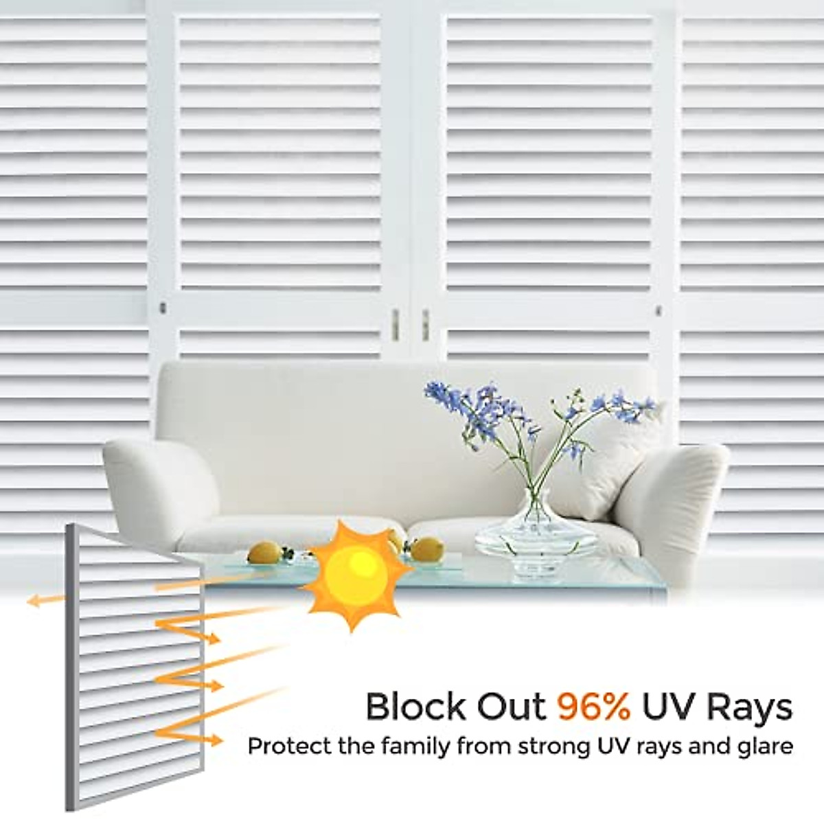 bofeifs Window Privacy Film Frosted Glass Window Film Non Adhesive UV Blocking Decorative Window Coverings for Home Office Meeting Room (Static Cling, Removable, Blinds Pattern) 35.6 x 78.7 inches