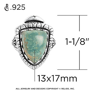 American West Sterling Green Turquoise Gemstone Arrowhead Ring Size 8