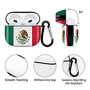 YouTary Compatible with Airpods 3 Case Cover 2021 with Keychain Mexico Flag Pattern, Apple AirPod Headphone Cover Unisex Shockproof Protective Wireless Charging