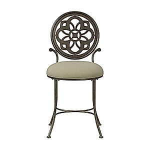 Hillsdale Furniture Marsala Vanity Stool, Gray with Brown highlighting with Cream Fabric