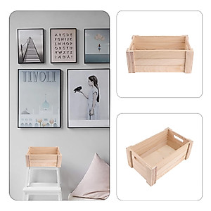 GANAZONO Wood Nesting Storage Crates with Handle Rustic Decorative Wood Crates Farmhouse Basket Distressed Storage Container Bin for Desk Sundries Display Decoration Medium