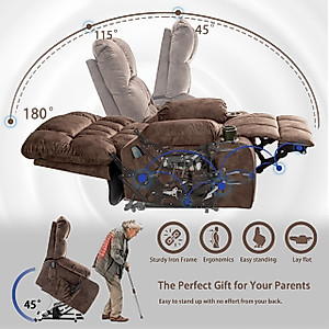 PUG258Y Power Lift Recliner Chair: Electronic Recliner Chair with Heat and Massage for Big and Tall Elderly, 2 Cup Holder, Lay Flat to 180, Dual OKIN Motors - 9688 (XX-Large,Brown Camo)