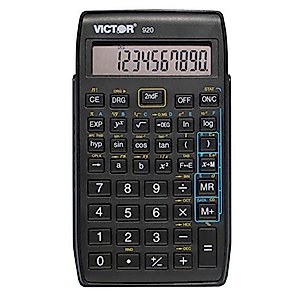 Victor 920 Compact Scientific Calculator with Hinged Case, 10-Digit LCD