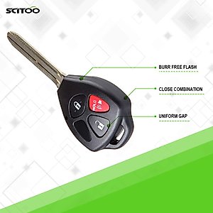 SCITOO Replacement for Shell 3 Buttons Pad Outer shell Keyless Entry Remote Car Key Fob Case 2007-2015 for Toyota 4Runner RAV4 Yaris Matrix for Scion iQ tC xB xD ontiac Vibe 1PC FCC GQ4-29T-3