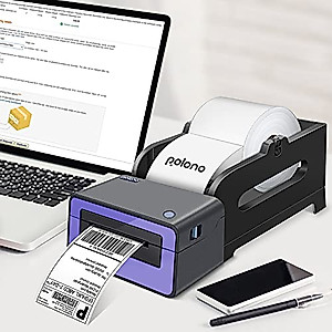 POLONO Label Printer, PL420 4x6 Thermal Printer, High-Speed Shipping Label Printer, Commercial Direct Thermal Printer, Shipping Label, 4 x 6 Direct Thermal Labels, 220 Labels/Roll