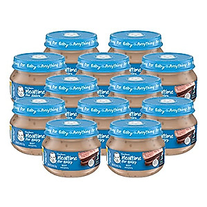 Gerber Mealtime for Baby 2nd Foods Baby Food Jar, Beef & Gravy, Non-GMO Pureed Baby Food, Made with Protein & Zinc, 2.5-Ounce Glass Jar (Pack of 12 Jars)