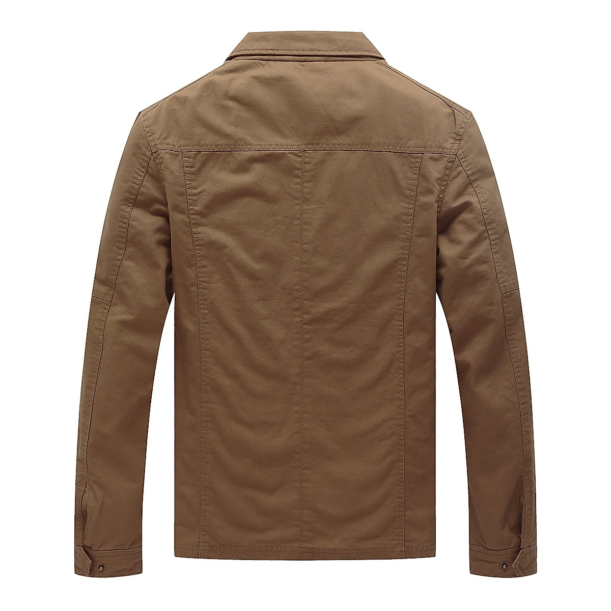 WenVen Men's Flat Collar Casual Cotton Outfit Jacket (Khaki, M)