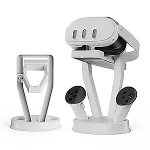 JDDWIN VR Storage Stand Accessories,Organizer and Display Stand for Oculus Quest 3/Quest 2/Quest/Meta/Rift/Rift S/GO Headset and Touch Controllers(White)