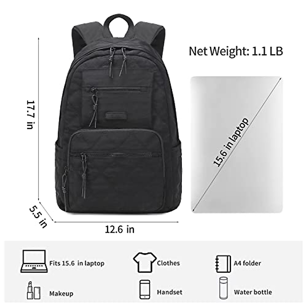 Vendra Moka Waterproof Laptop Backpack Purse for Women and Men, Hiking Travel Backpack