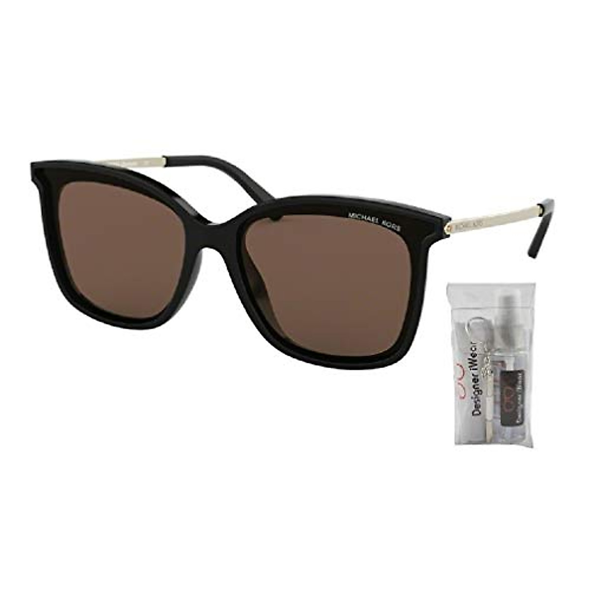Michael Kors MK2079U ZERMATT Square 333273 61M Black/Brown Solid Sunglasses For Women+ BUNDLE With Designer iWear Eyewear Kit