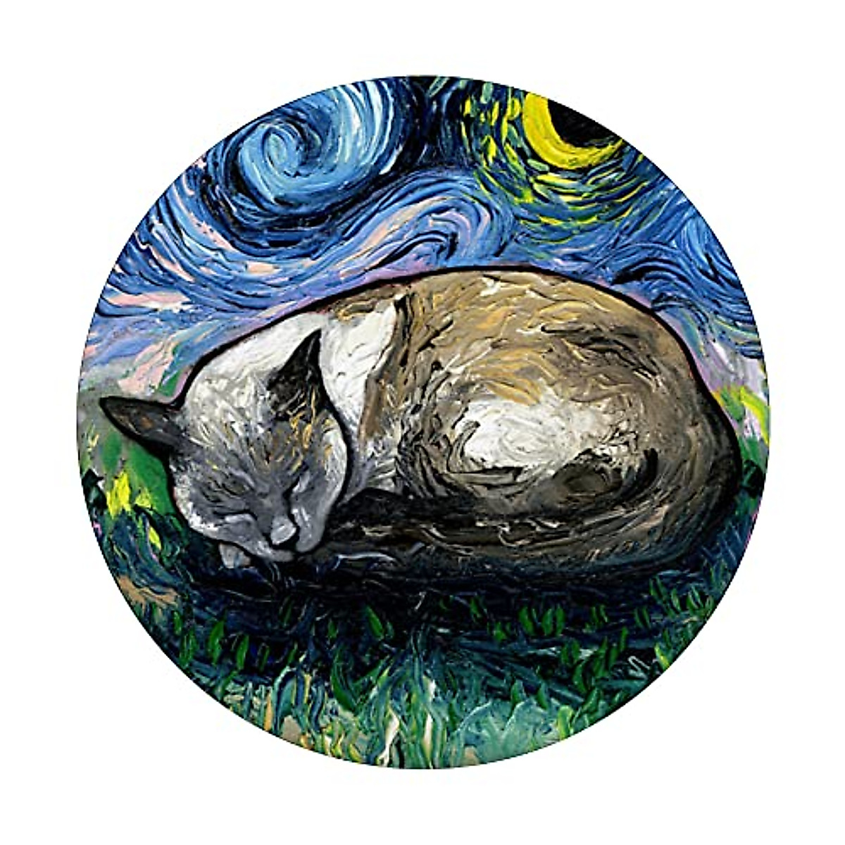 Sleeping Blue Point Siamese Cat Starry Night Pet Art by Aja PopSockets Swappable PopGrip