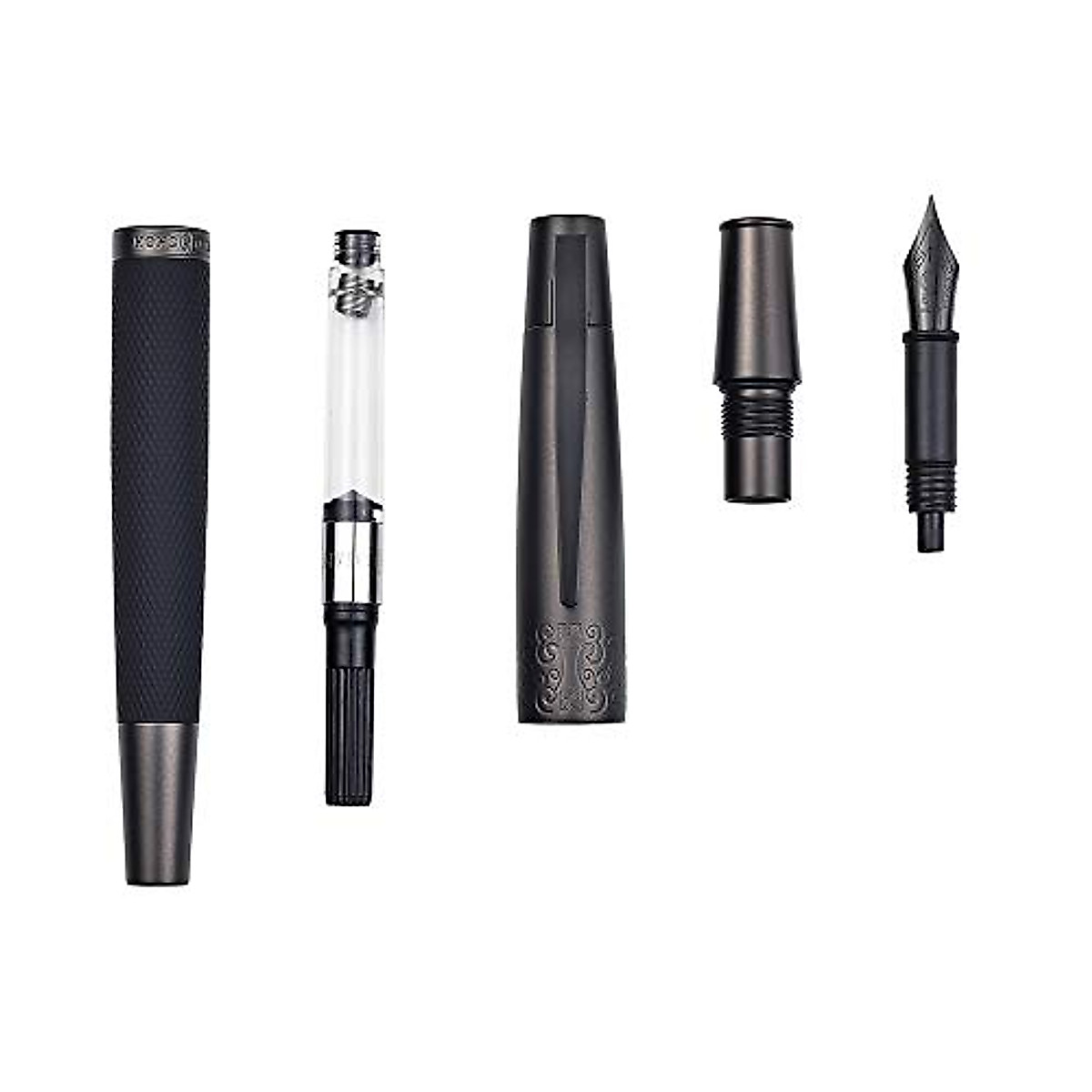 Hongdian 6013 Matte Black Fountain Pen Titanium Black Extra Fine Nib with Metal Gift Box Set