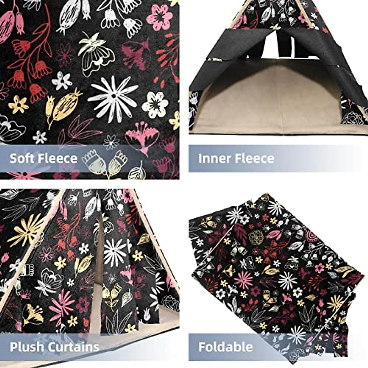 Y-DSIWX Guinea Pig Hideout Cozy Hamster House Cave for Bunny Chinchilla Hedgehog Small Animal Colourful Flowers Leaves