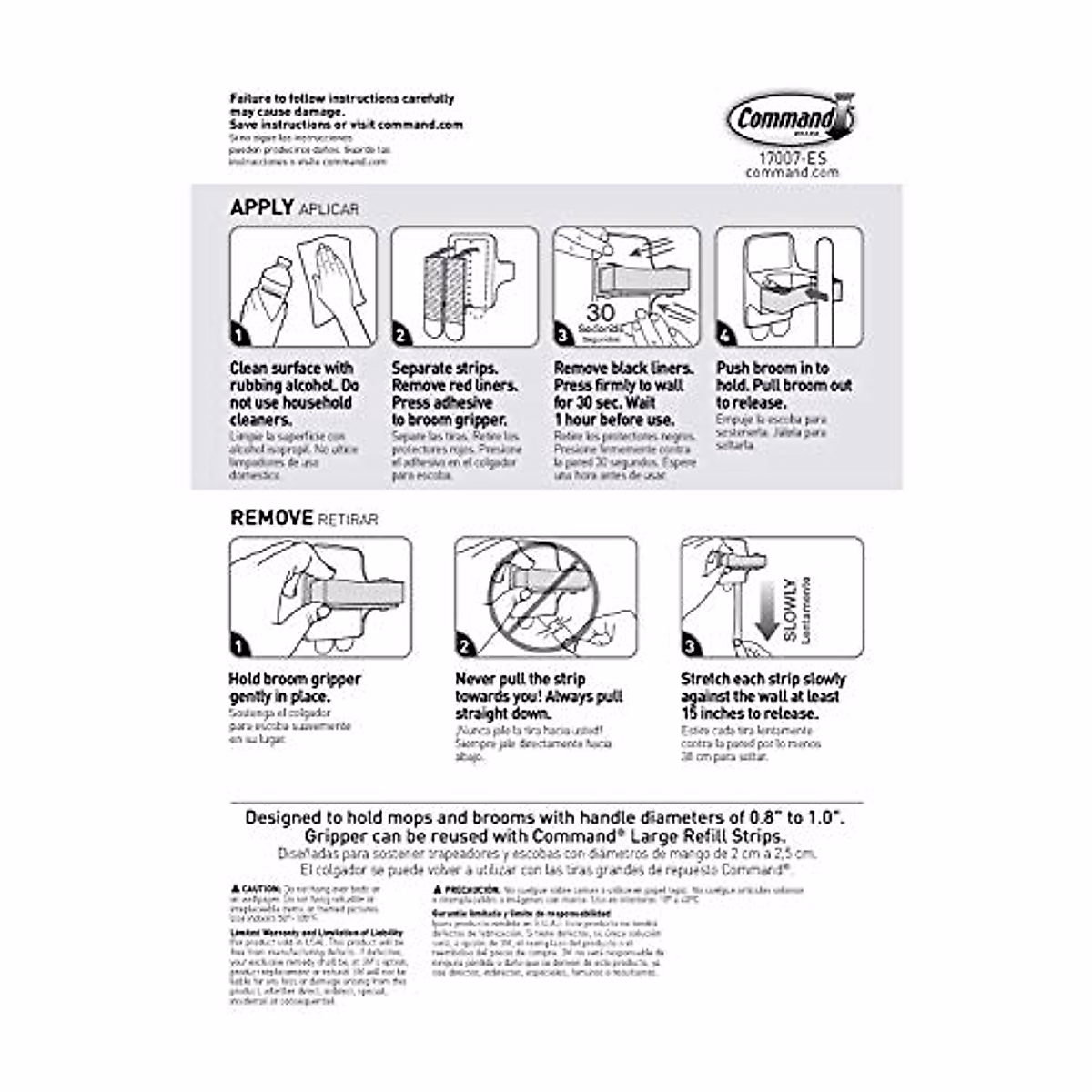 Command Broom Gripper, 1-Gripper (17007-HWES), Organize Damage-Free