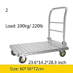 Generic Platform Hand Truck Folding Platform Truck Steel Chassis and Handle Moving Push Hand Truck for Warehouse Basements Rolling Flatbed Cart Easy Transport Push Dolly for Loading (Size : 60 red)