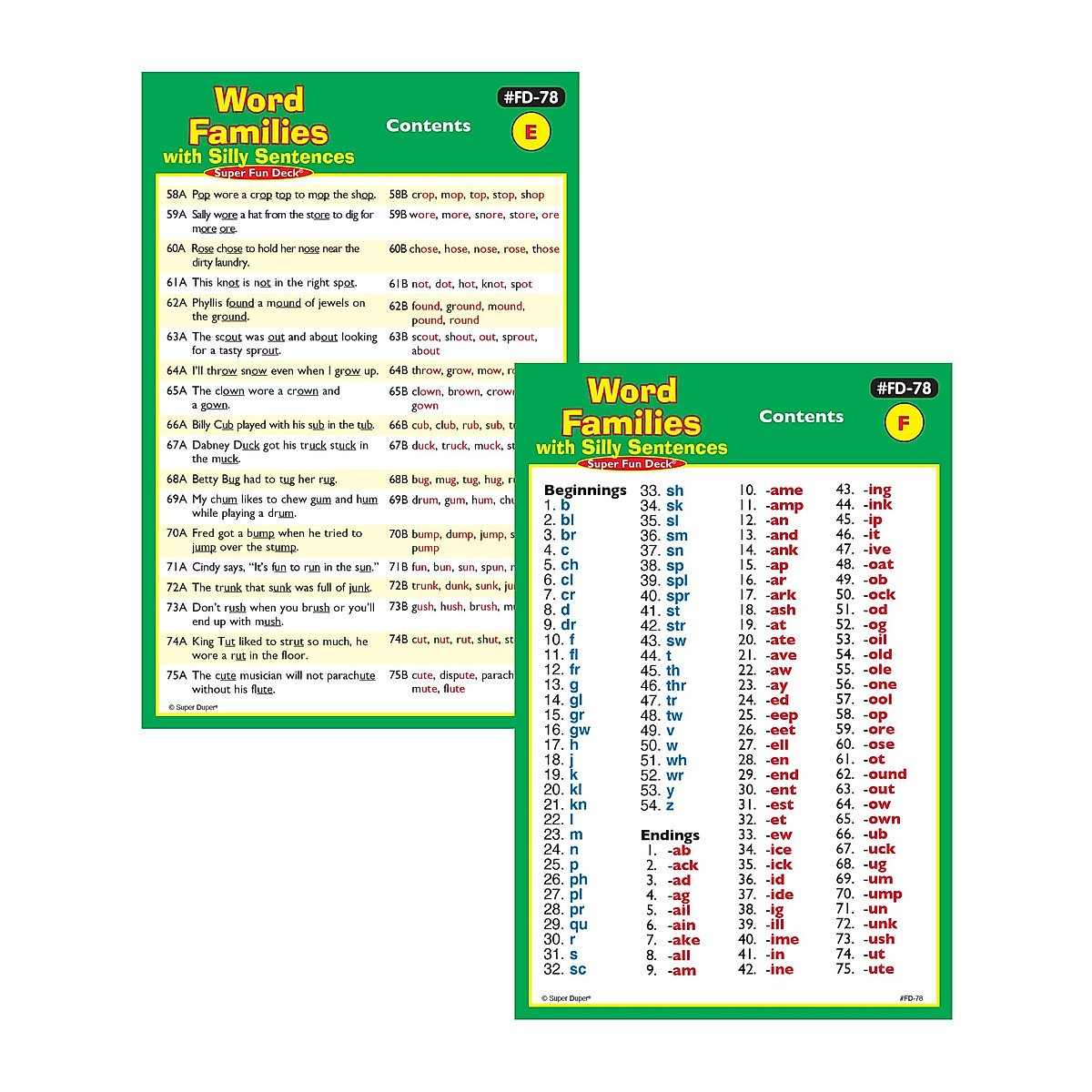 Super Duper Publications | Word Families with Silly Sentences Fun Deck Flash Cards | Educational Learning Resource for Children
