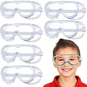 abudder 6 Pieces Kids Safety Goggles,Protective Goggles Crystal Clear Eye Safety Glasses for Boys and Girls