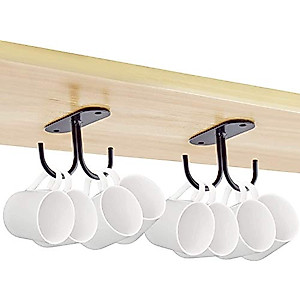 TIMESETL 6 Pack Mug Holder, Rustic Under Cabinet Mug Organizer Rack Cup Shelf with 12 Hanging Hooks for Mugs, Coffee Cups, Beer Glass and Kitchen Utensils Display