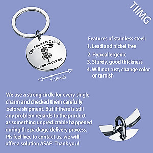 TIIMG Funny Disc Golf Keychain Frisbee Golfer Gift Best Disc Golfer Gift Gift for Disc Golfer Dad Husband (The Course Is Calling)