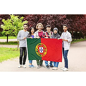 DANF Portugal Flag 3x5 Ft Thick Polyester, Fade Resistant, Brass Grommets, Canvas Header Portuguese National Flags with 3 X 5 Feet
