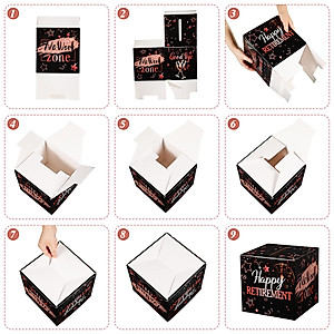 Funrous 51 Pcs Retirement Card Box Happy Retirement Party Decorations Well Wishes and Advice Card for Women Men Going Away Party Favors(Rose Gold and Black)