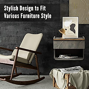 Bixiaomei Floating Bedside Table Nightstands, Wall Mounted Bedside Cabinet, Floating Wall Shelf Console with Mental, Modern Storage Cabinet Unit for Bedroom & Living Room (2 Pieces/Dark Grey/17.72IN)