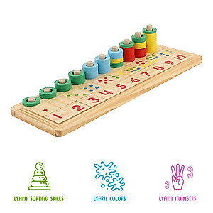 Boxiki kids Wooden Number Blocks. Educational Toy to Boost Kids Intelligence - Montessori, Kindergarten & Preschool Top Choice for Age 3+ Years