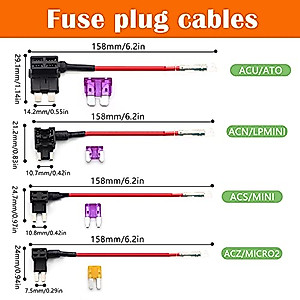Aienxn Dash Cam Hardwire Kit,12ft Micro USB Hardwiring Kit Fuse for Dashcam,Car Charger 12V-24V to 5V Camera Charger Power Cord,with 4 Fuse Tap Cable and Installation Tool Q-005