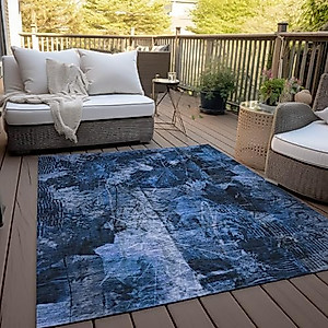 Addison Rugs Chantille ACN560 Blue 9' x 12 Indoor Outdoor Area Rug, Stain Resistant, Machine Washable, Non Shedding, Bedroom, Living Room, Dining Room, Kitchen Rug
