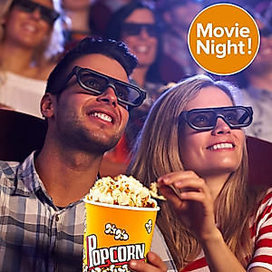 RAYMEA Popcorn Buckets Disposable 32oz Retro Style Paper 25 Pack Leak Proof Popcorn Containers Popcorn Bowls for Family Movie Night & Party