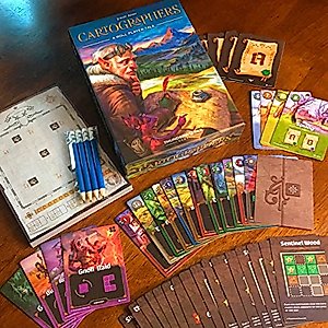 Thunderworks Games - Cartographers: A Roll Player Tale | Award-Winning Game of Fantasy Map Drawing | Strategy Board Game | Flip and Write | Family Game for 1-100 Players | 30-45 Minutes