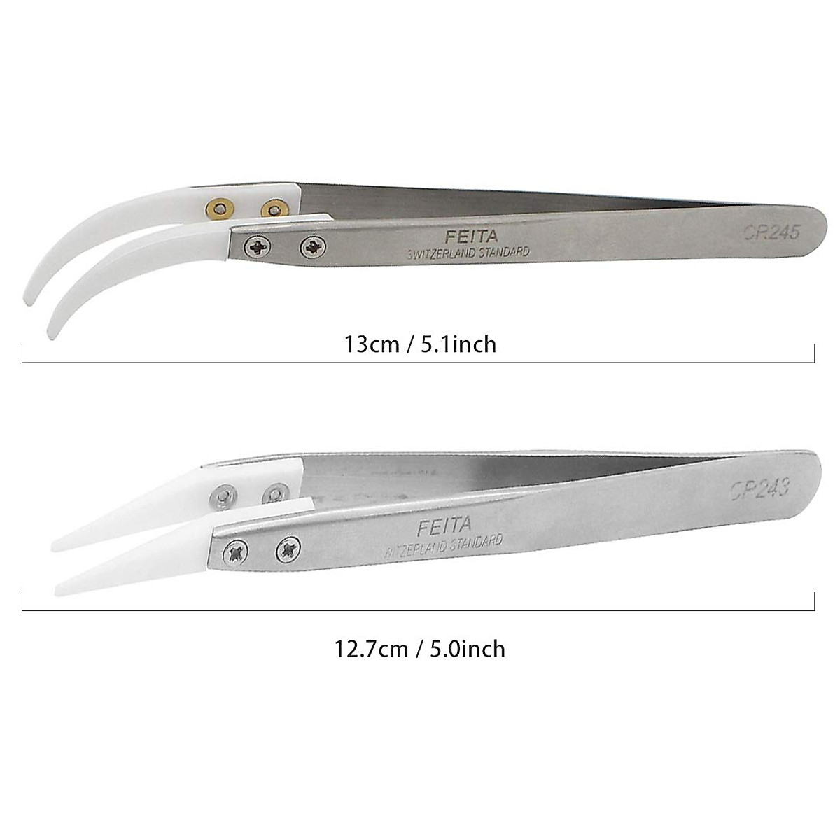 Ceramic Tweezer Set - FEITA Ceramic Precision Tweezers for Electronic Repair, DIY Hobbies - NO MORE BROKEN TIPS! (2-Pcs)