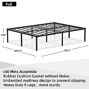 LUKIROYAL Full Size Bed Frame - Full Bed Frame 18 in-Bed Frame Full No Box Spring Needed with Safety Rounded Corners,Easy Assembly,Noiseless,Platform Bed Frame Storage Space Under
