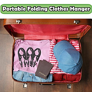 ddseexhe 12 PCS Travel Hangers,Portable Folding Clothes Hanger,Travel Accessories Foldable Travel Hangers with Clips,Foldable Clothes Drying Rack for Travel,Black Plastic Non Slip Clothing Hangers