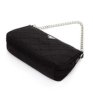 Prada Quilted Tessuto Nylon Chain Black Convertible Shoulder Bag 1BH026