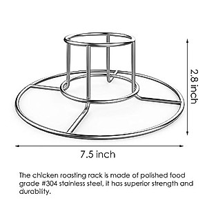 RUSFOL Beercan Chicken Rack, Stainless Steel Chicken Stand for Smoker and Grill