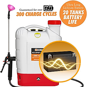 4.2 Gallon Battery Powered Backpack Sprayer - 8 Nozzles, 100PSI Cutoff Pressure, Long Battery Life, Wide Mouth, High-Pressure Spray Hose, Trigger Lock, Pressure Knob Controller