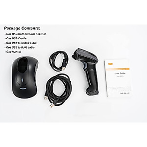 TEEMI Bluetooth QR Barcode Scanner with USB Cradle, Battery Replaceable Feature, Wireless Barcodes Reader Bar Code Scan Gun Handsfree Automatic Screen Scanning, Advanced Data Parsing