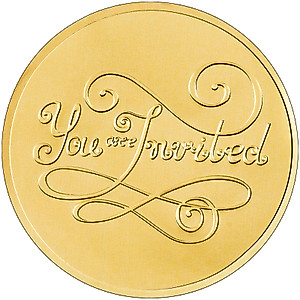200 Pieces Envelope Embossed Sticker 're Invited Wedding Round Embossed Foil Seals Embossed Aluminum Foil Sticker Seal are Invited Stickers for Envelopes Invitations Present Decoration (Gold)