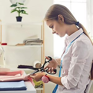 9 Inch Fabric Scissors Tailor Sewing Shears for Fabric Cutting Heavy Duty Scissors Professional Tailor Scissors for Quilting Sewing and Dressmaking with Tape Measure, Thread Snips, Seam Rippers