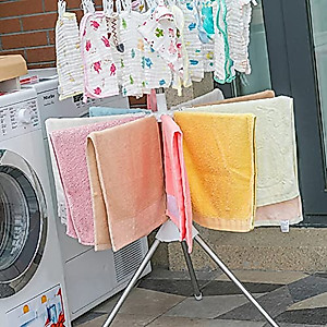 Tripod Clothes Drying Rack 360 Degree Rotating Folding Design Reliable Load Bearing Stainless Steel Laundry Accessories(2), plplaaoo Collapsible Clothes Drying Rack,