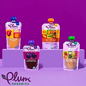 Plum Organics | Stage 2 | Organic Baby Food Meals [6+ Months] | Fruit & Veggie Variety Pack | 3.5 Ounce Pouch (Pack Of 18)