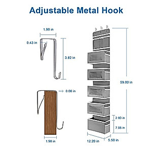 JARLINK 2 Pack 6-Shelf Over Door Hanging Organizer, Wall Mount Storage for Bedroom or Kitchen, Clear Window and PVC Pocket for Storage Cosmetics, Stationery, Sundries, etc (Grey)