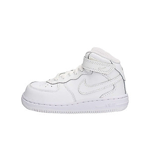 Nike Toddlers Force 1 Mid (TD) White/White/White Basketball Shoe 10 Infants US