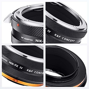 K&F Concept IV PRO NIK-FX Lens Mount Adapter with Aperture Control Ring, Compatible with Nikon F Series Lens to Fujifilm Fuji X-Series X FX Mount Cameras with Matting Varnish Design