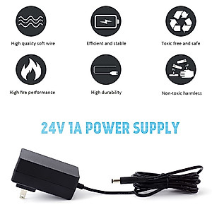 [UL Listed] MIXGOO 24V 1A Power Supply Charger (Input AC 100V-240V, Output DC 24 Volt 1 Amp 24 Watt) Adapter Switching Transformer Converter DC 5.5mm x 2.1mm / 5.5mm x 2.5mm Universal
