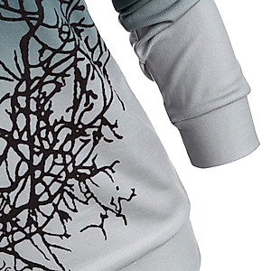 CapsA Women Womens Cowl Neck Tunic Sweatshirt Button Pullover Hoodies Plus Size Halloween Tree Print Convertible Collar Sweatshirt Green