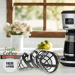 Cestlaive (4-Pack) No.4 Cone Reusable Replacement Coffee Maker Basket Filter Compatible with Cuisinart, Ninja Coffee Bar Brewer Filters, Fit Most 8-12 Cup Basket Drip Coffee Machine, BPA Free