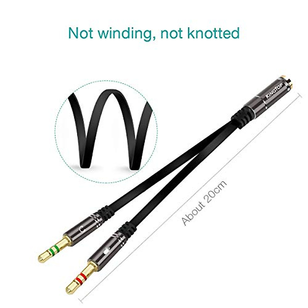 KINGTOP Headset Splitter Cable 3.5mm Female to 2 Male for PC Computer and Old Version Laptop