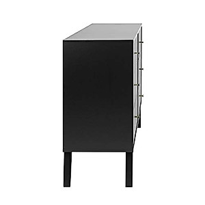 Prepac Milo Mid-Century 6 Drawer Dresser For Bedroom, 16" D x 52.50" W x 33" H, Black